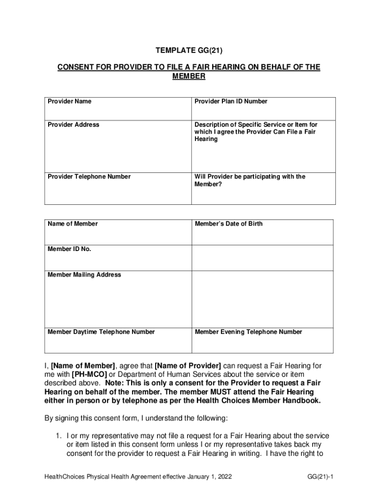 Fillable Online Member Consent for Provider to File an Appeal on my ...