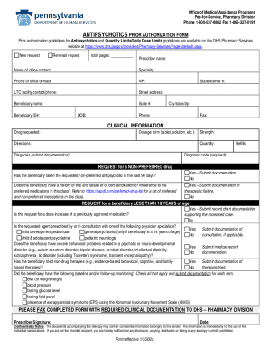 Fillable Online Antipsychotics Prior authorization form - PA.GOV Fax ...