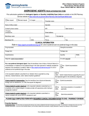 Fillable Online Androgenic Agents Prior authorization form Fax Email Print - pdfFiller