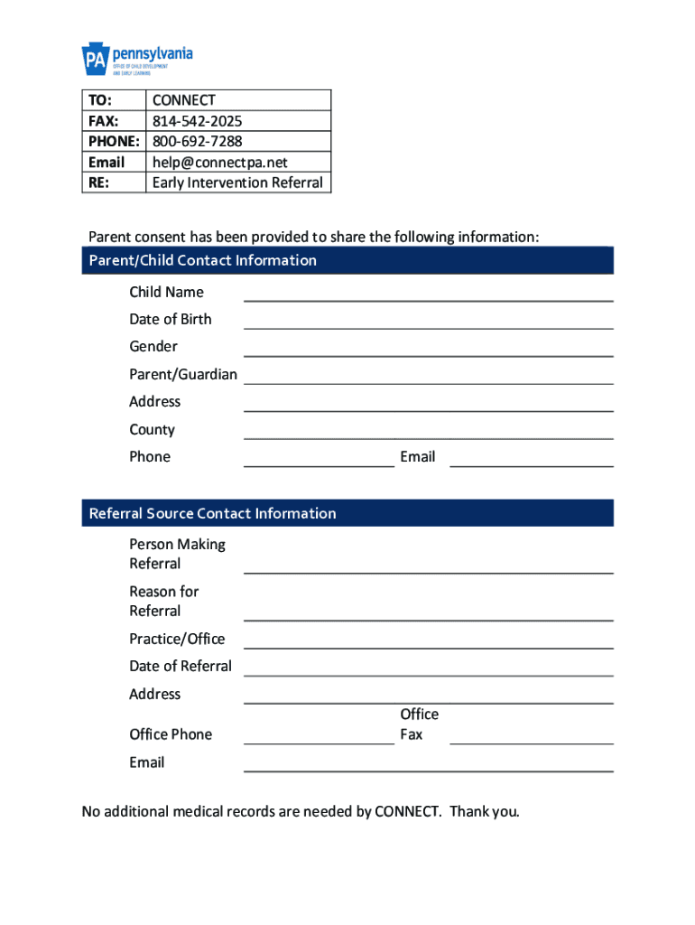 Fillable Online Early Intervention Contact Information by StateCDC Fax Email Print - pdfFiller