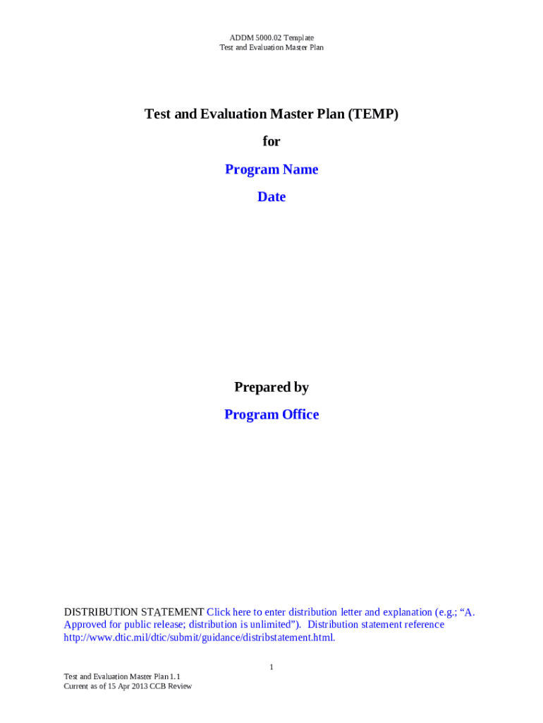 acqnotes.comwp-contentuploadsTest and Evaluation Master Plan TEMP ADDM ...