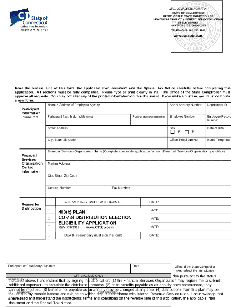 MAIL COMPLETED TO: STATE OF CONNECTICUT Voya Financial DEFERRED ... Doc ...