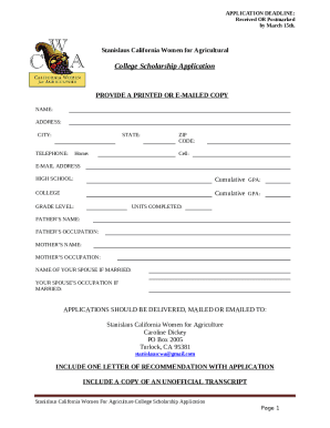 2021 Scholarship Awards Application Doc Template | pdfFiller