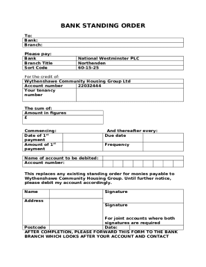 STANDING ORDER - WCHG Doc Template | pdfFiller