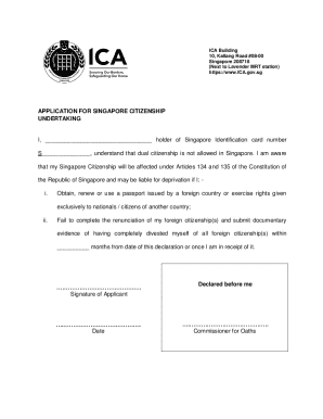Fillable Online APPLICATION FOR SINGAPORE CITIZENSHIP UNDERTAKING Fax ...