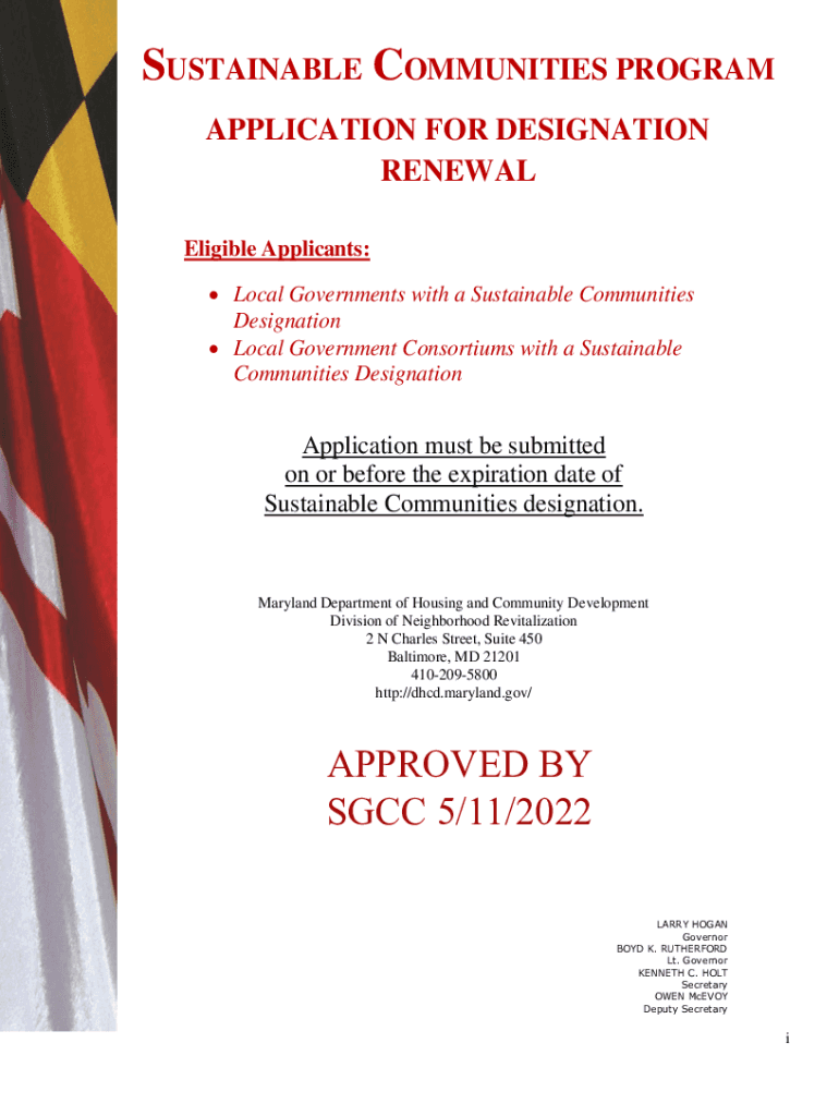 Fillable Online dhcd maryland SUSTAINABLE COMMUNITIES PROGRAM ...