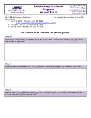 Satisfactory Academic Progress for Financial Aid - JMU Doc Template | pdfFiller