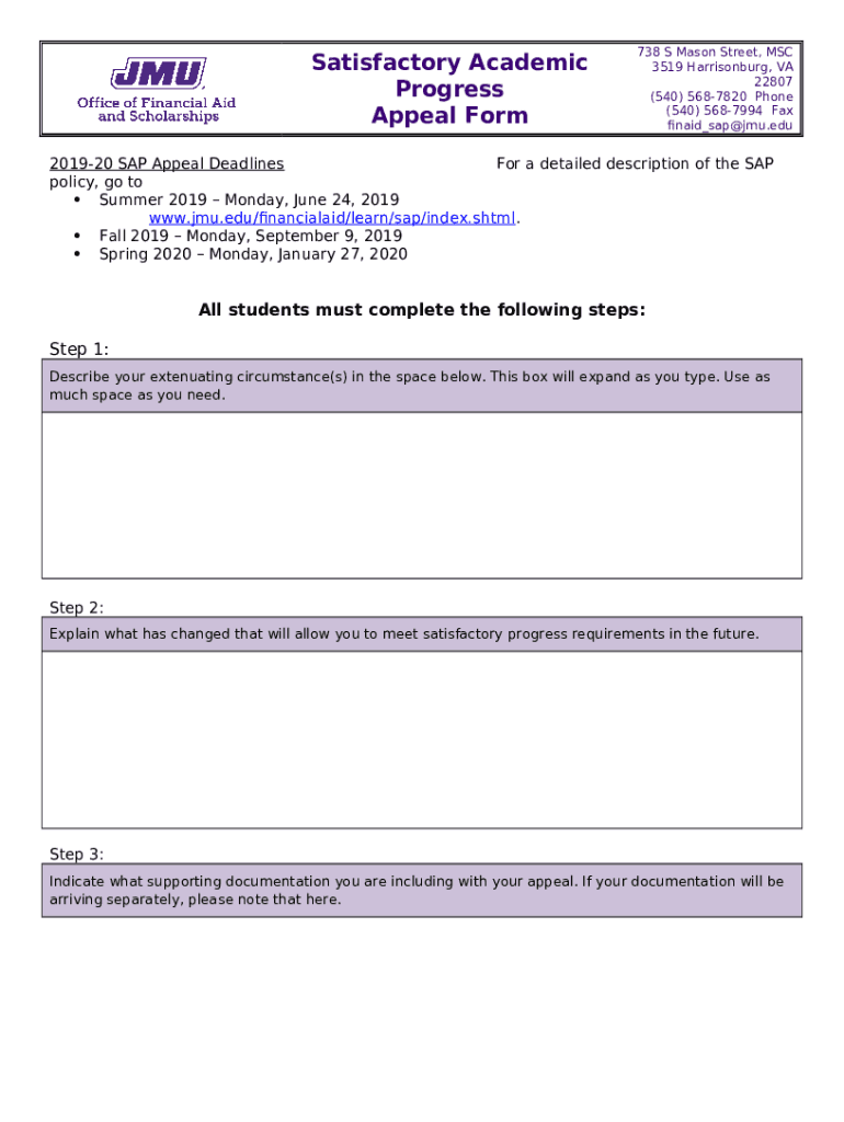 Satisfactory Academic Progress for Financial Aid - JMU Doc Template ...