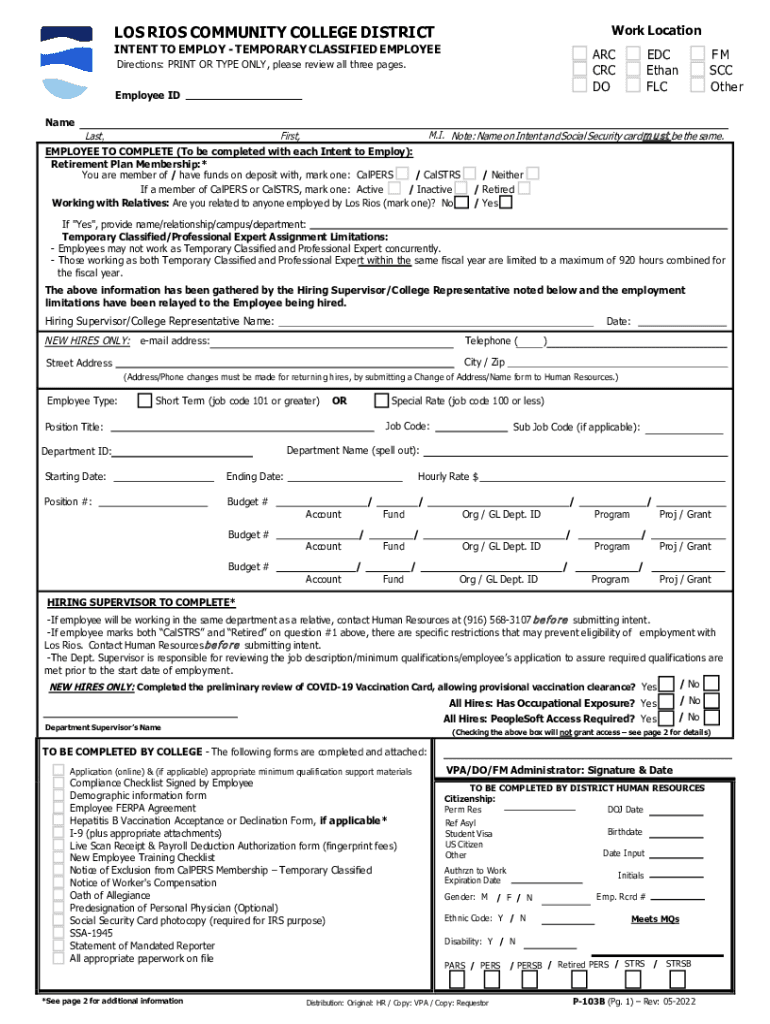 Fillable Online Job Application ResourcesLos Rios Community College District Fax Email Print ...