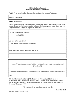 Meal Preference Request - Oregon Doc Template | pdfFiller