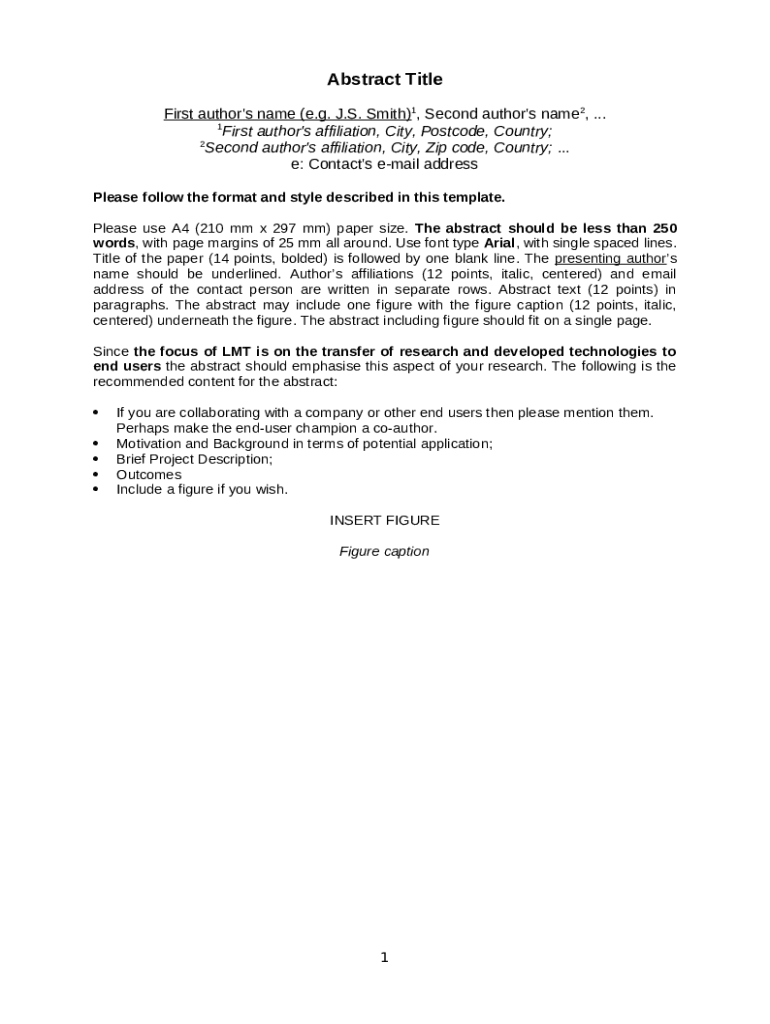 Abstract Template - Amazon Web Services Doc Template | pdfFiller