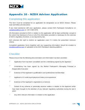 Appendix 10 - NZDX Adviser Application - Amazon Web Services ... Doc Template | pdfFiller