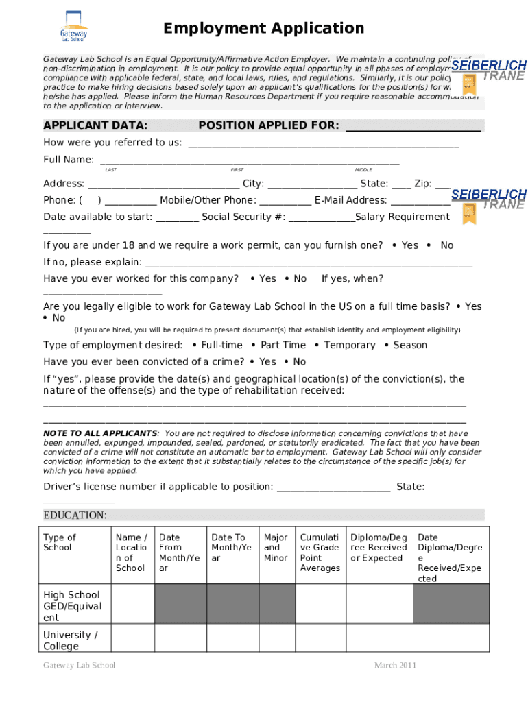 RC Fabricators Employment Application Doc Template | pdfFiller