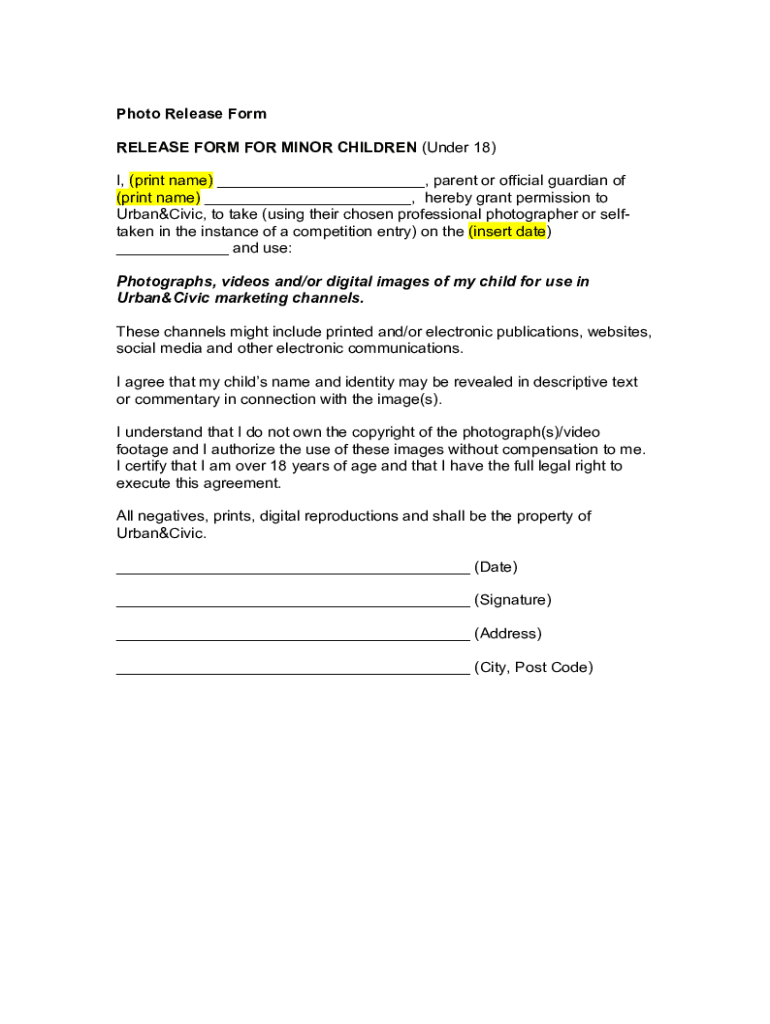 Fillable Online www.gssem.orgreferencephoto-release-minorsPhoto Release ...