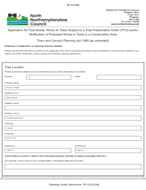 Fillable Online Application for tree works: Works to Trees Subject to a ...