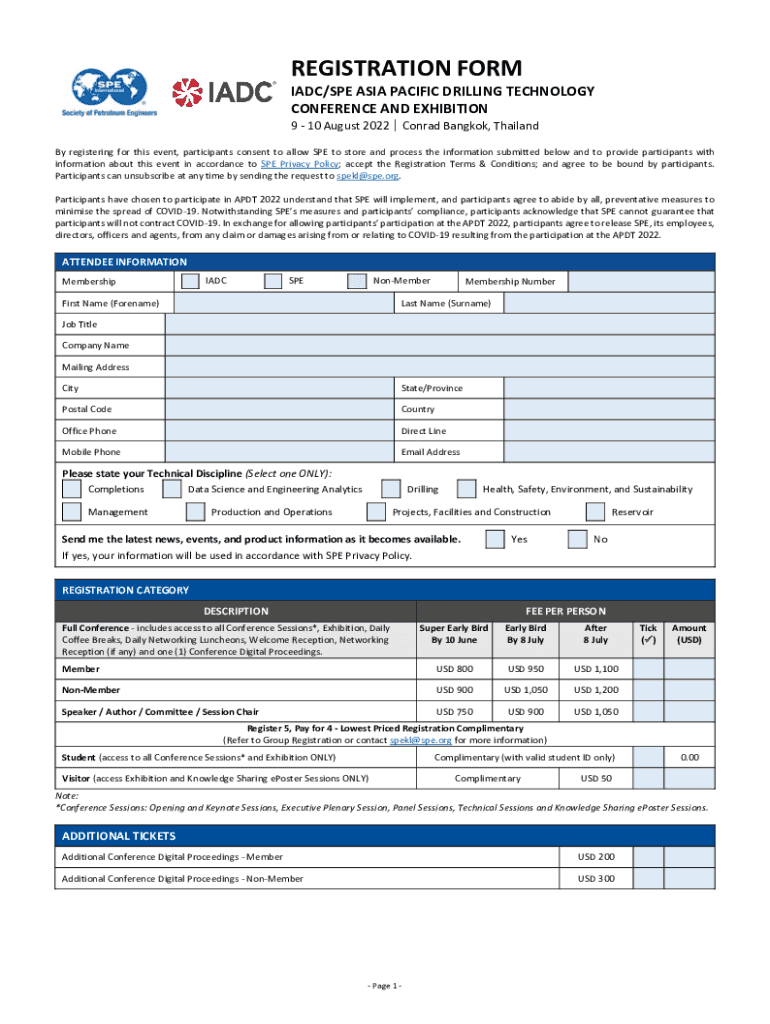 Fillable Online REGISTRATION FORM - Society of Petroleum Engineers Fax ...