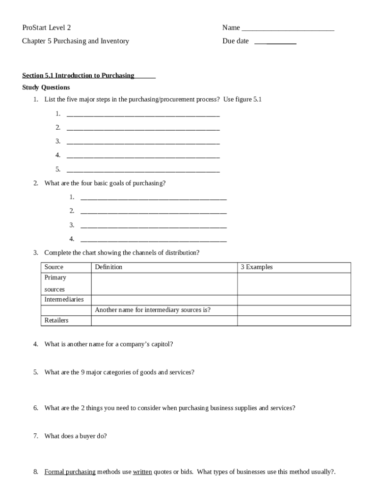 ProStart Year 1 Doc Template | pdfFiller