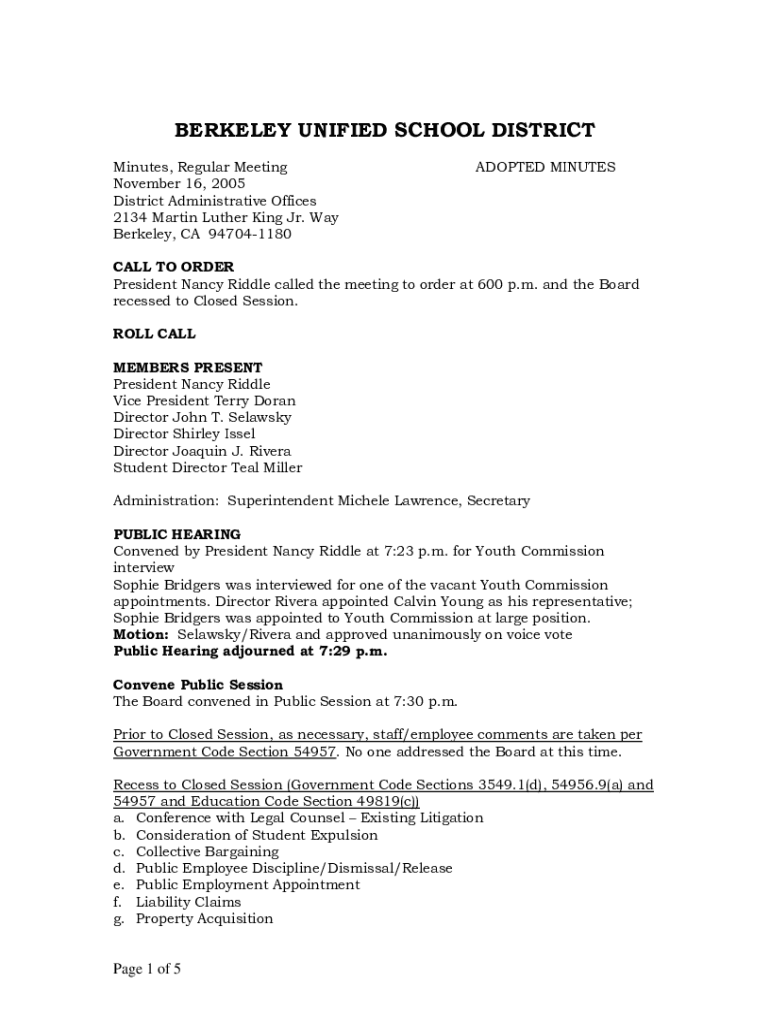 Fillable Online BERKELEY UNIFIED SCHOOL DISTRICT Fax Email Print ...
