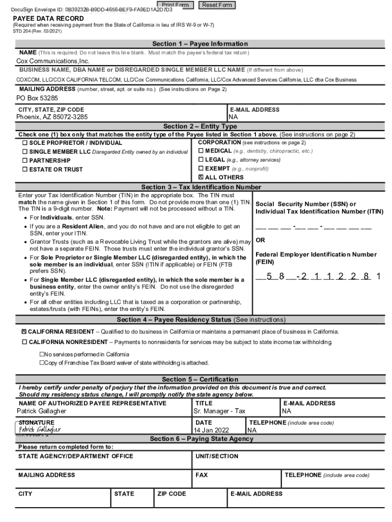 Fillable Online PAYEE DATA RECORD - California CourtsPAYEE DATA RECORD - California CourtsPAYEE ...