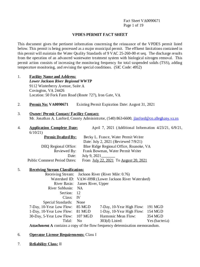 VPDES PERMIT FACT SHEET This document gives pertinent ination ... Doc ...
