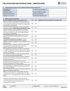 Fillable Online PTW APPLICATION AND APPROVAL FORM - EXCAVATION ...