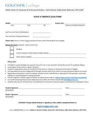 Fillable Online LEAVE of ABSENCE (LOA) FORM - Goucher College Fax Email ...