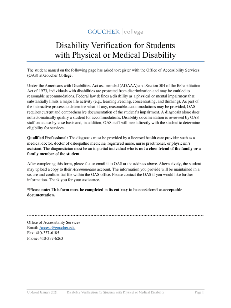 Fillable Online Verification of Disability - United States Department ...