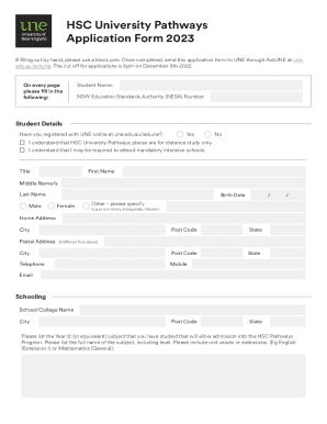Fillable Online HSC University Pathways Application Form 2023 ...
