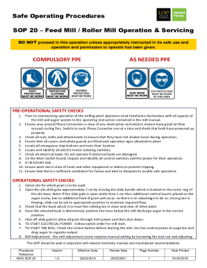 Fillable Online Safe Operating Procedures SOP 20 Feed Mill / Roller ...