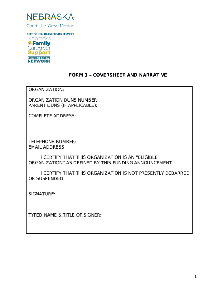 1 - FY 2023 LRN Coversheet and Narrative - dhhs ne Doc Template | pdfFiller