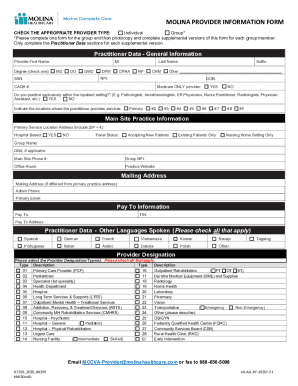 Fillable Online Updated Provider Information Update Form Information ...
