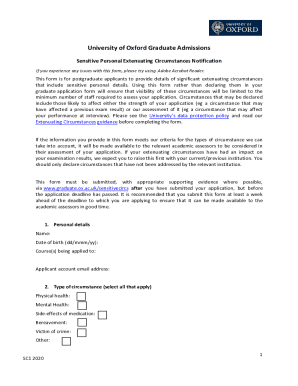 Fillable Online Sensitive Circumstances Form - University of Oxford Fax ...