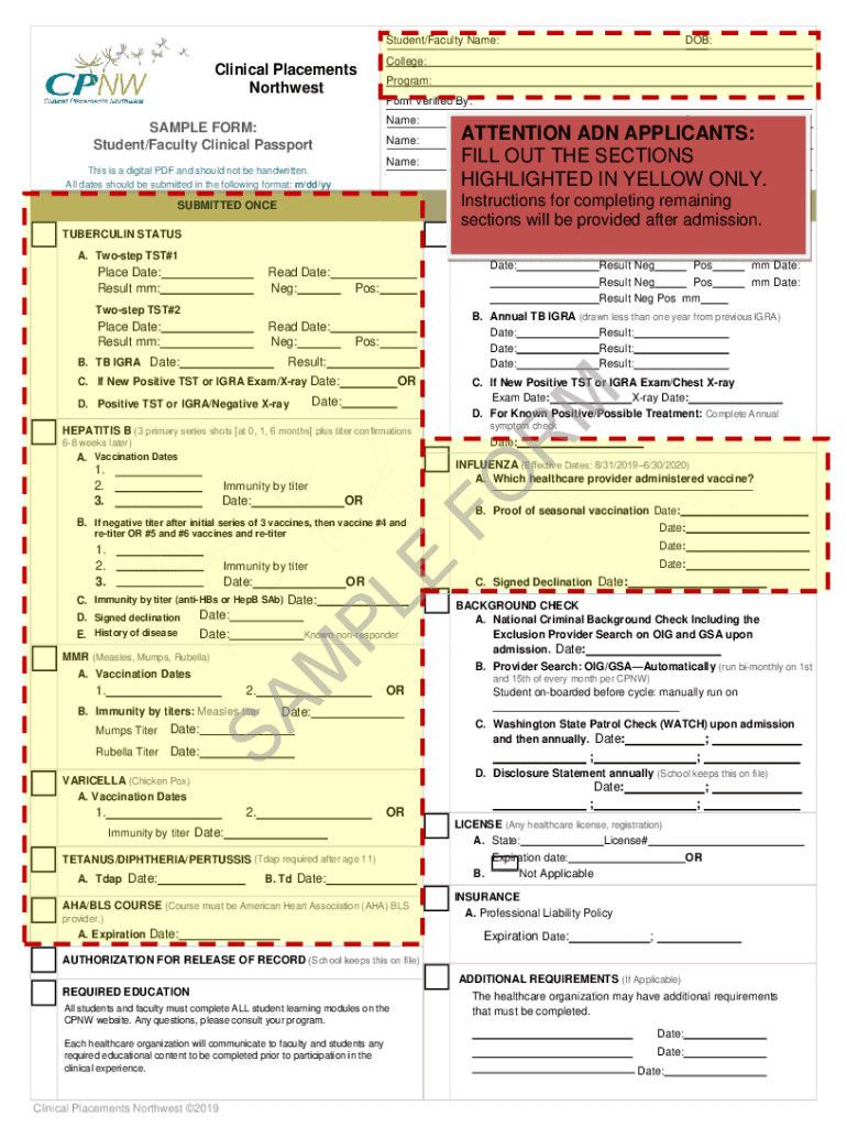 Fillable Online SAMPLE FORM - Bellevue College Fax Email Print - pdfFiller