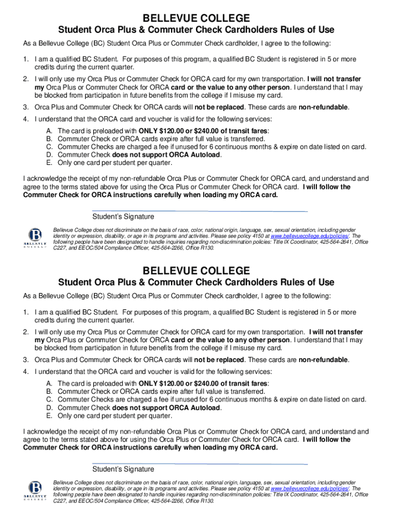 Fillable Online www.bellevuecollege.edubus-orca-cardBus & ORCA Card ...