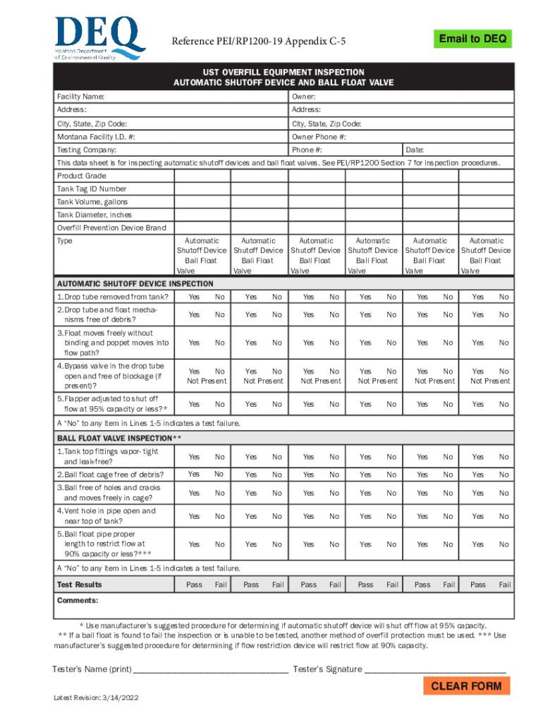 Fillable Online deq mt Reference PEI/RP1200-19 Appendix C-5 Email to DEQ CLEAR FORM Fax Email ...