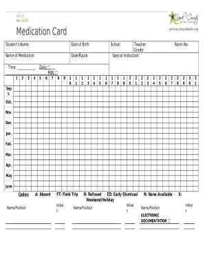 I-CL-4 Medication Card/Administration of Medication Doc Template ...