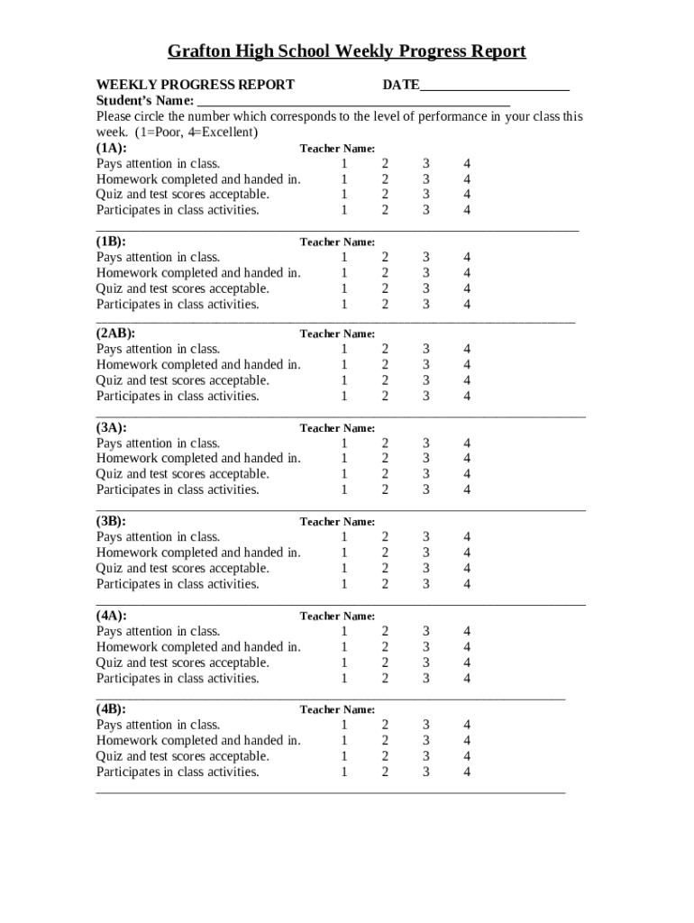 WEEKLY PROGRESS REPORT DATE - York County School ... Doc Template ...