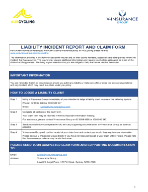 Fillable Online LIABILITY INCIDENT REPORT AND CLAIM FORM Fax Email ...