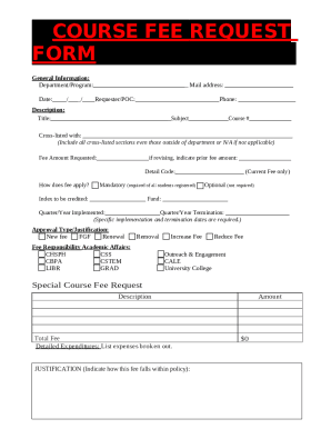 Fee Request - InsideEWU Doc Template | pdfFiller