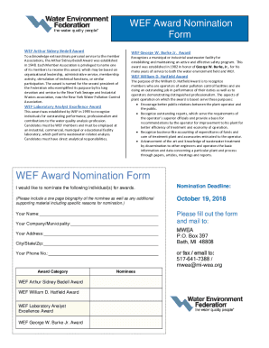 Fillable Online WEF Award Nomination Form - mi-wea.org Fax Email Print ...