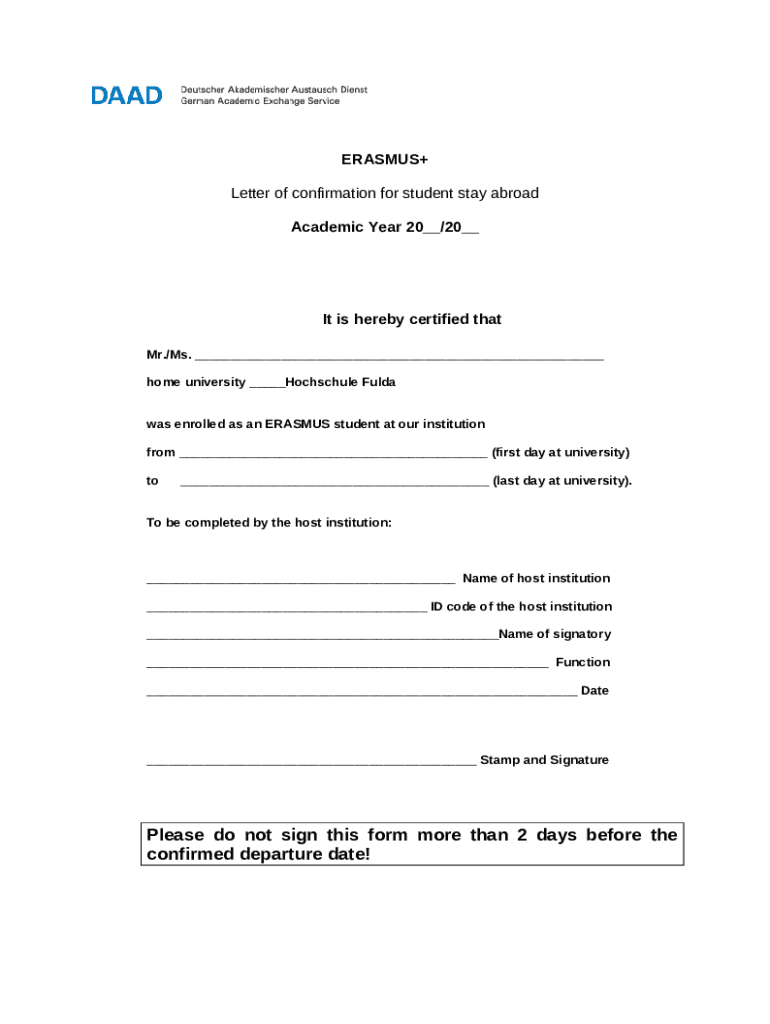 Erasmus Confirmation Letter - Fill Online, Printable, , Blank ... Doc ...