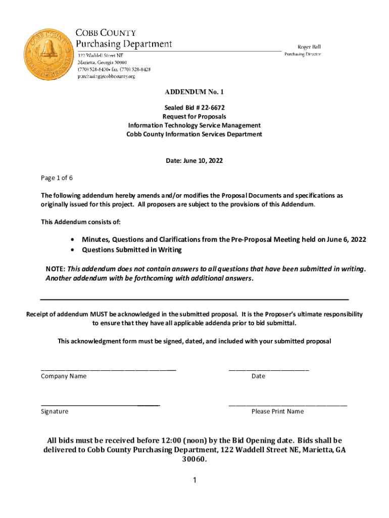 Fillable Online ADDENDUM No. 1 - AWS Fax Email Print - pdfFiller