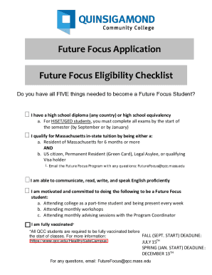 Fillable Online Future Focus Eligibility Checklist Future Focus ...