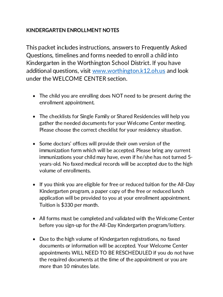 Fillable Online Kindergarten Answers to Frequently Asked Questions What do I need to do ... Fax ...