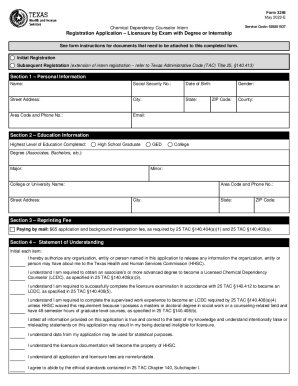 Fillable Online Form 3248, Registration ApplicationLicensure by Exam with Degree or Internship ...