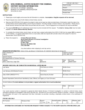 Fillable Online NON-CRIMINAL JUSTICE REQUEST FOR CRIMINAL FOR BCI USE ...