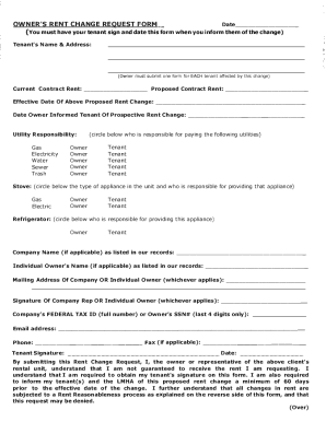 Fillable Online OWNER'S RENT CHANGE REQUEST FORM Fax Email Print - pdfFiller