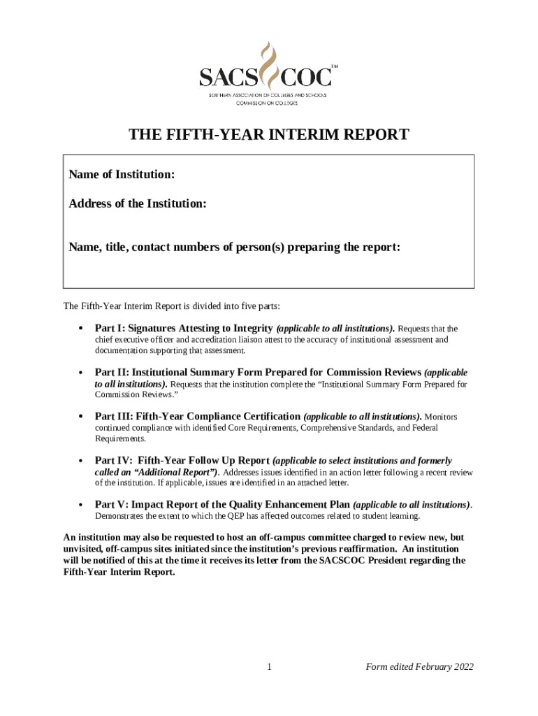 THE FIFTH-YEAR INTERIM REPORT - Florida State University Doc Template ...
