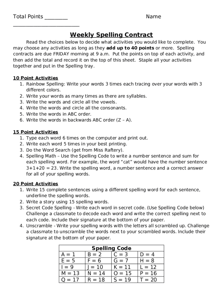 14 Fun Spelling Activity Ideas to Use in the Classroom Doc Template ...