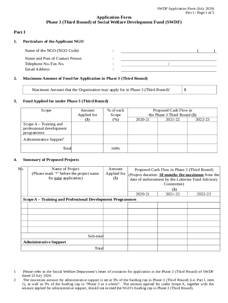 Application for Scheme A of Special One-off Grant Doc Template | pdfFiller